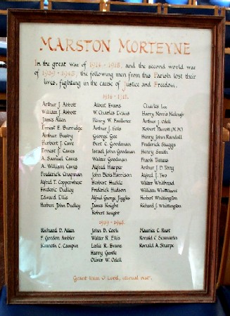 Roll of Honour - Bedfordshire - Marston Moreteyne