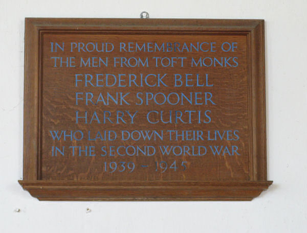 Roll of Honour - Norfolk - Toft Monks
