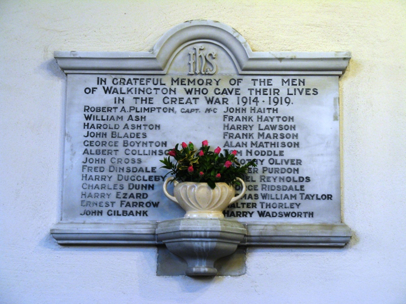 Roll of Honour - Yorkshire - Walkington